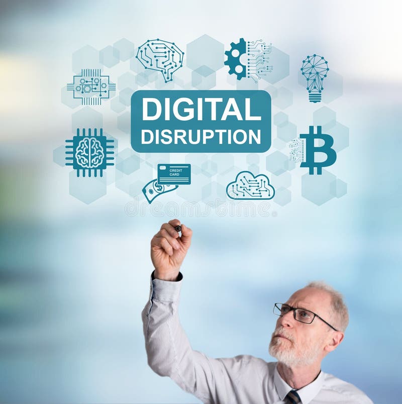 Businessman Drawing Digital Disruption Concept Stock Photo - Image of ...
