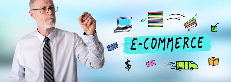 Businessman Drawing E-commerce Concept Stock Photo - Image of online ...