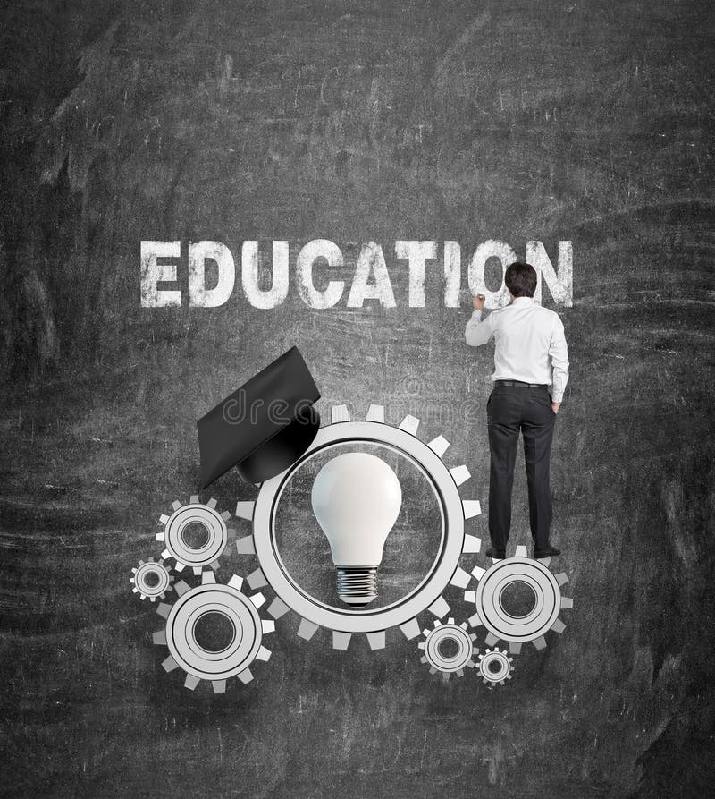 Businessman Drawing Education Stock Image - Image of machinery, cogs ...