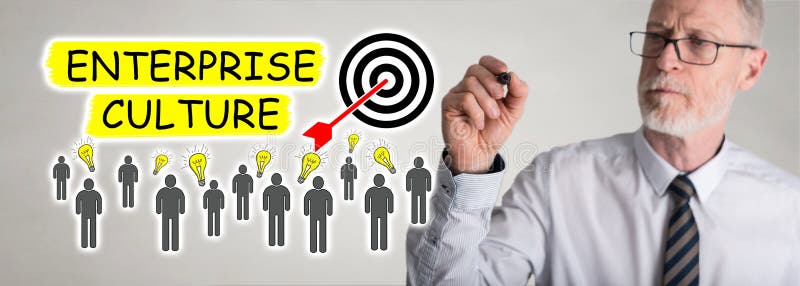 Businessman Drawing Enterprise Culture Concept Stock Photo - Image of ...