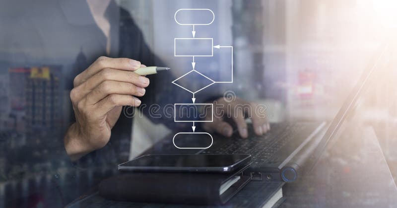 Show Workflow Diagram Chaotic Concept Stock Image - Image of hand ...