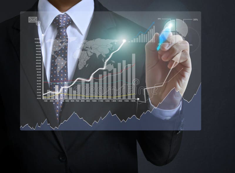 Businessman Drawing Graphics Stock Illustration - Illustration of hand ...