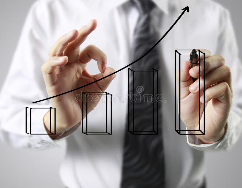 Businessman Drawing Graphics Growing Graph Stock Image - Image of ...
