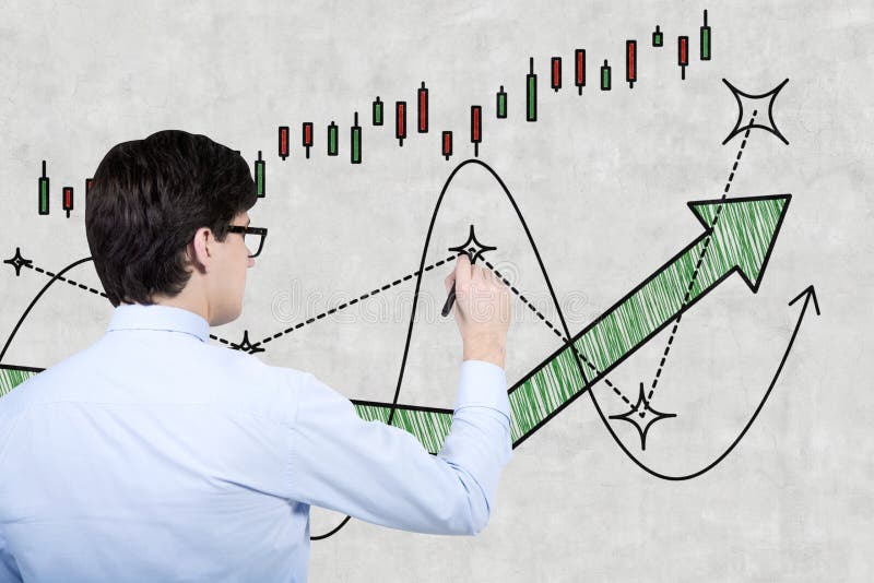Businessman drawing graphs stock photo. Image of profit - 49916692