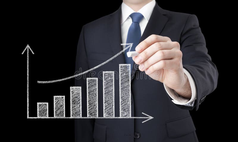 Businessman Drawing a Growing Chart Stock Image - Image of expertise ...