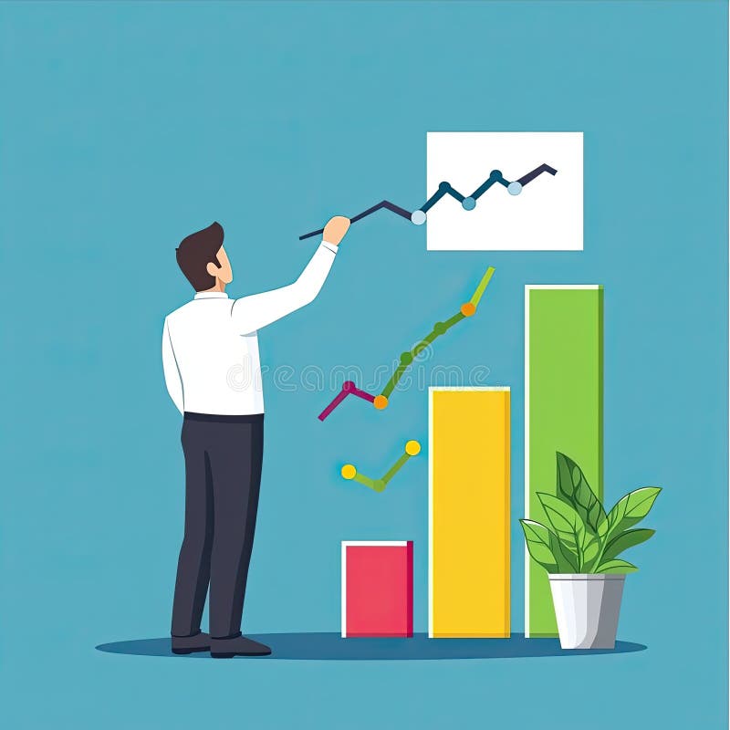 Businessman Drawing Growth Chart. Success, Progress, and Investment ...