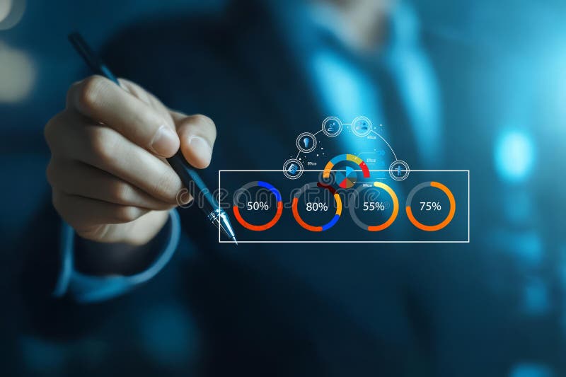 Businessman Drawing Growth Graph and Progress of Business with Data ...