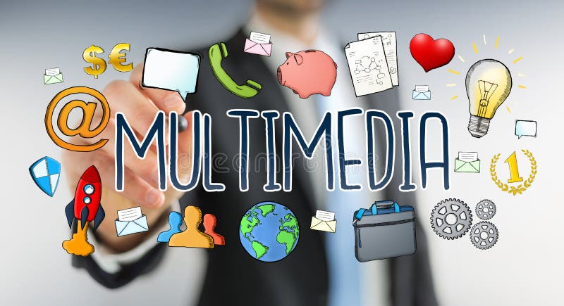 Businessman Drawing Hand-drawn Multimedia Technology Presentation Stock ...