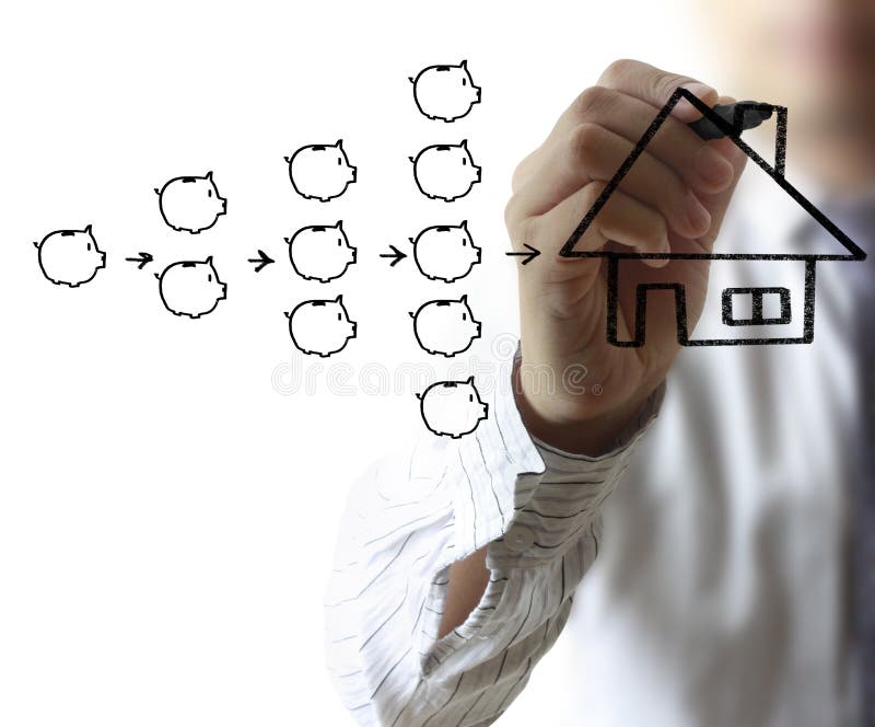 Businessman drawing house stock illustration. Illustration of lips ...