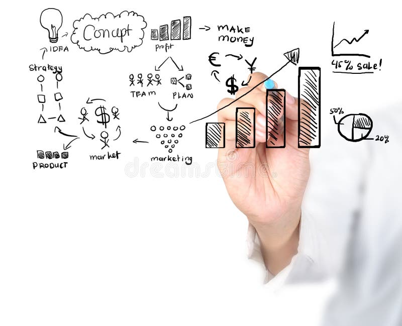 Businessman Drawing Increasing Chart Stock Photo - Image of chart ...