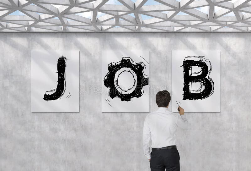 Businessman drawing job stock illustration. Illustration of banner ...
