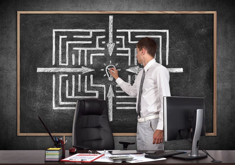 Businessman Drawing Labyrinth Stock Illustration - Illustration of ...