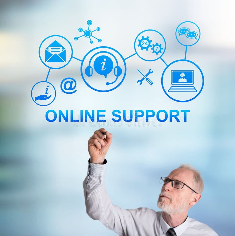 Businessman Drawing Online Support Concept Stock Image - Image of ...