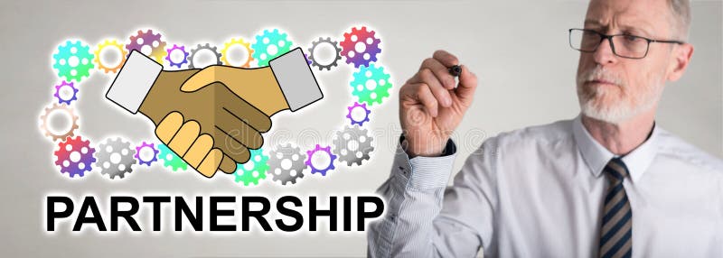 Businessman Drawing Partnership Concept Stock Image - Image of ...