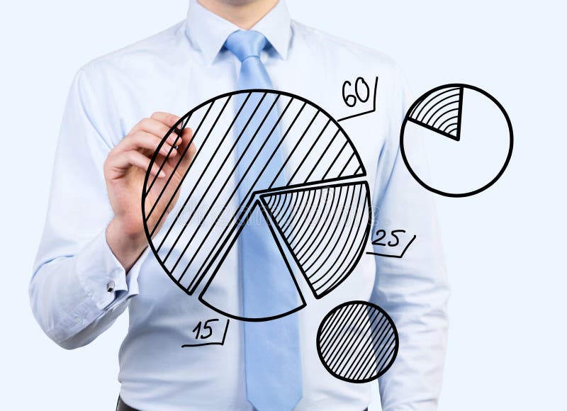 Businessman Drawing Pie Chart Stock Photo - Image of height, fingers ...
