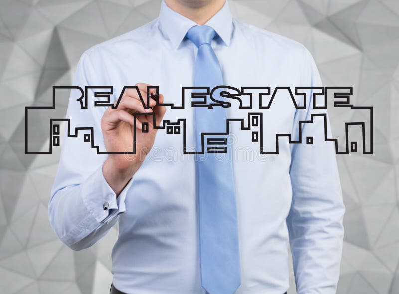 Businessman Drawing Real Estate Stock Image - Image of house, real ...