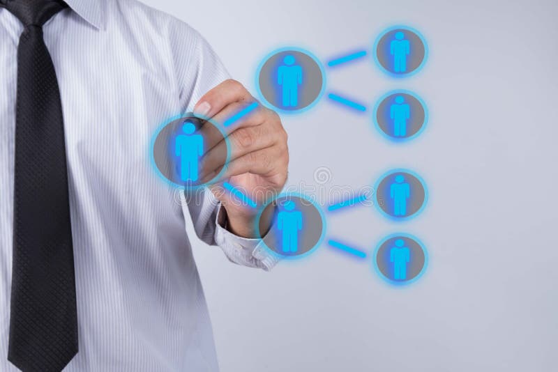 Businessman Drawing Referral System Concept. Stock Image - Image of ...