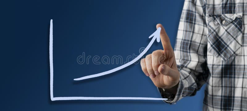 The Businessman Drawing a Rising Graph on the Wall Glasses Stock Photo ...