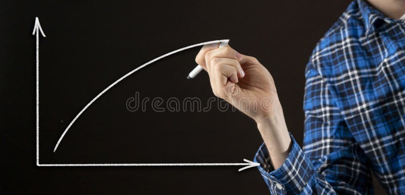 The Businessman Drawing a Rising Graph on the Wall Glasses Stock Photo ...