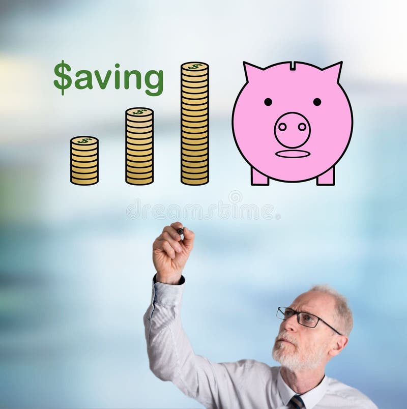 Businessman Drawing Saving Concept Stock Image - Image of retirement ...