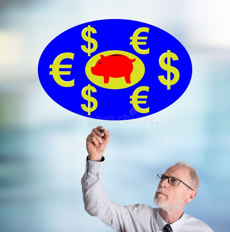 Businessman Drawing Saving Money Concept Stock Photo - Image of concept ...