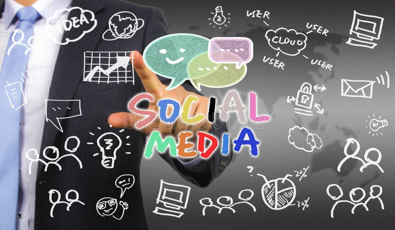 Businessman Drawing Social Media Concept Stock Photo - Image of website ...