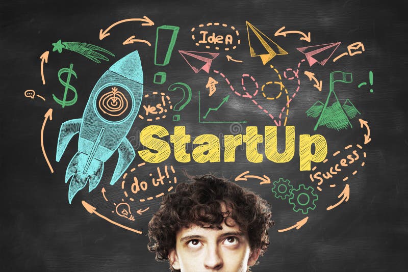 Drawing Start Up Concept on Wall Stock Image - Image of infographic ...