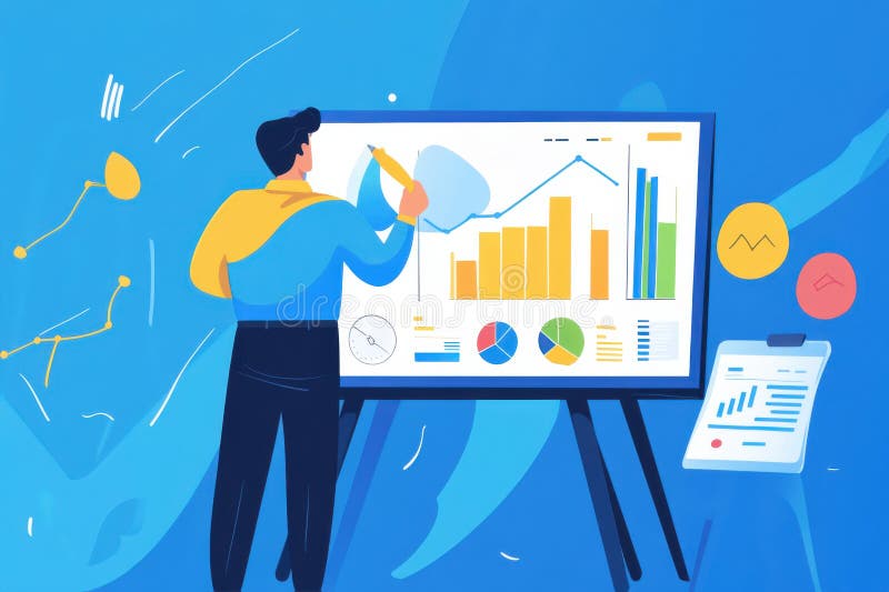 Businessman Drawing Statistical Business Charts, Graphs and Data ...