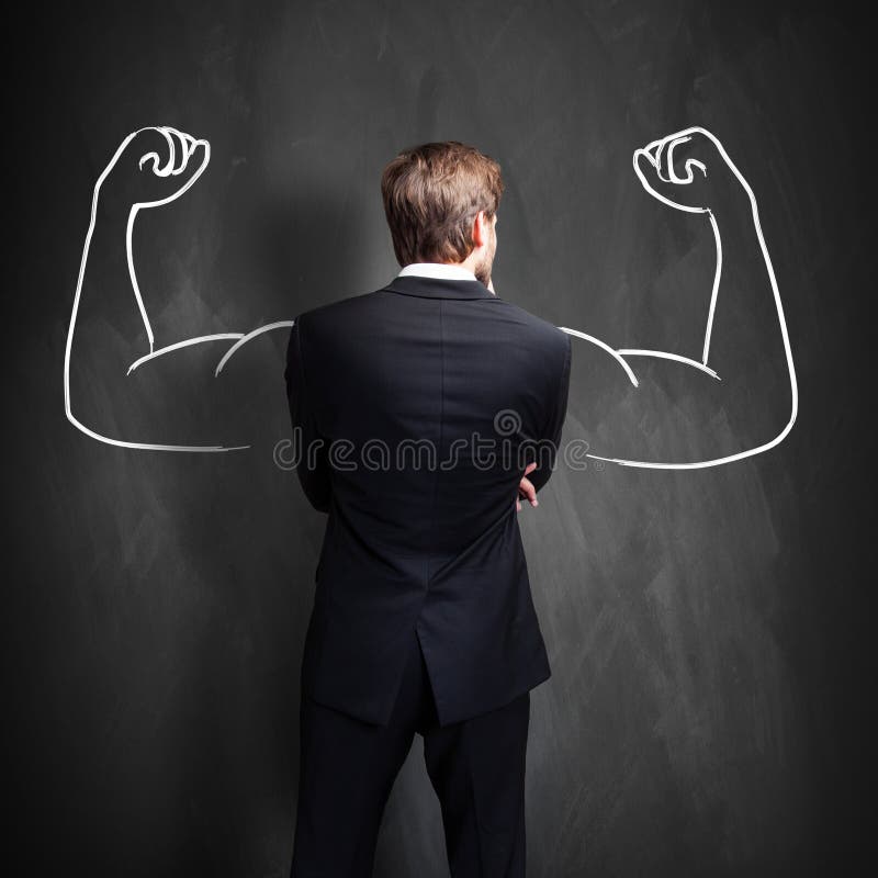 Businessman with Drawing Symbolizing Power Stock Image - Image of ...