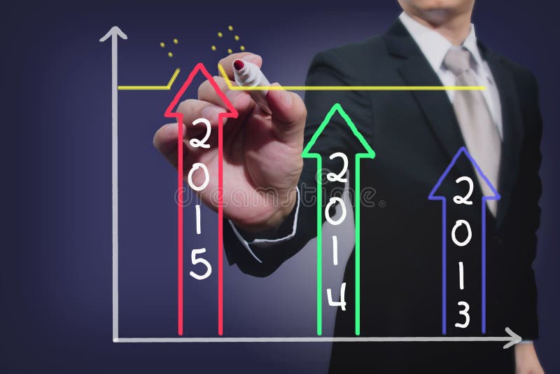 Businessman Drawing Target Achievement Graph Stock Image - Image of ...