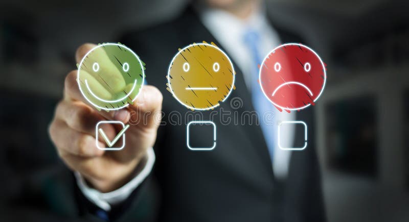 Businessman Drawing Thin Line Customer Satisfaction Rating Stock ...