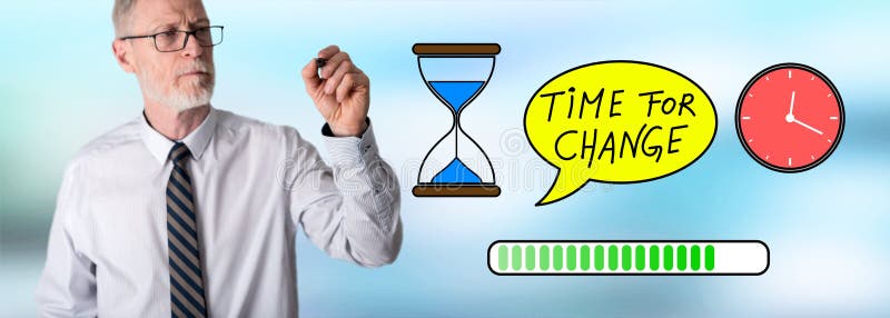 Businessman Drawing Time for Change Concept Stock Illustration ...