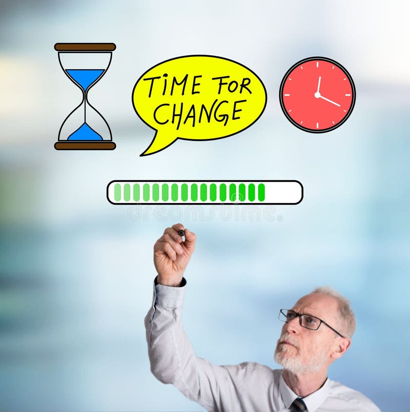 Businessman Drawing Time for Change Concept Stock Image - Image of ...