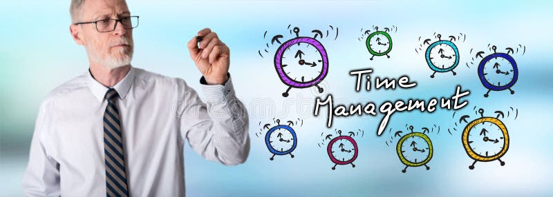 Businessman Drawing Time Management Concept Stock Photo - Image of ...