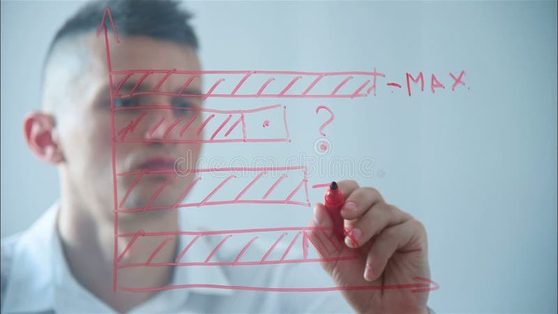 Businessman Drawing Trade Markets Chart on Transparent Screen Stock ...