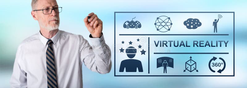 Businessman Drawing Virtual Reality Concept Stock Illustration ...
