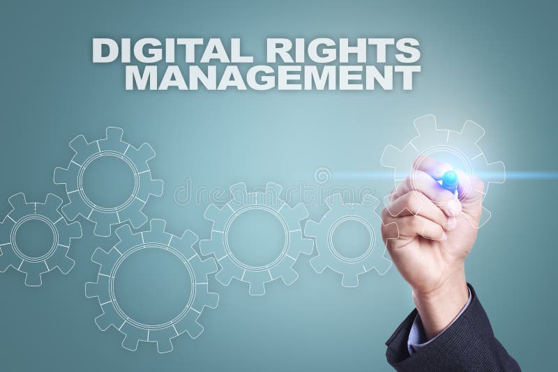 Businessman Drawing on Virtual Screen. Digital Rights Management ...