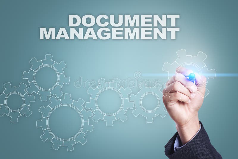 Businessman Drawing on Virtual Screen. Document Management Concept ...