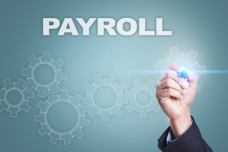 Businessman Drawing on Virtual Screen. Payroll Concept Stock Image ...