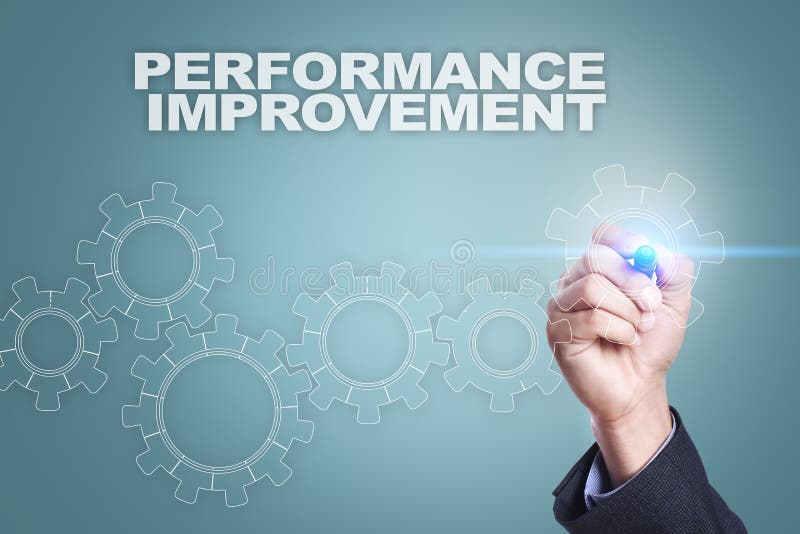 Businessman Drawing on Virtual Screen. Performance Improvement Concept ...