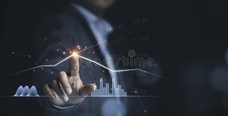 Businessman Drawing Virtual Technical Graph and Chart for Analysis ...