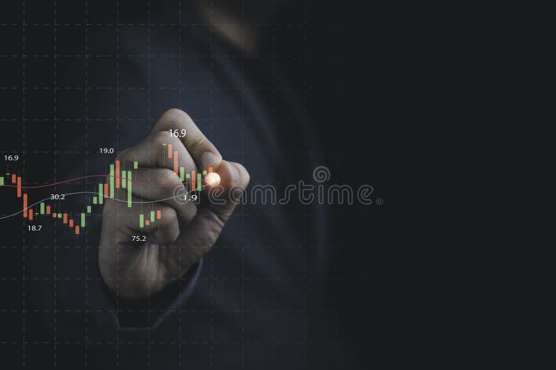 Businessman Drawing Virtual Technical Graph and Chart for Analysis ...