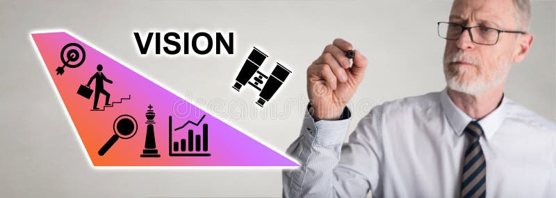Man drawing vision concept stock image. Image of goal - 228024097