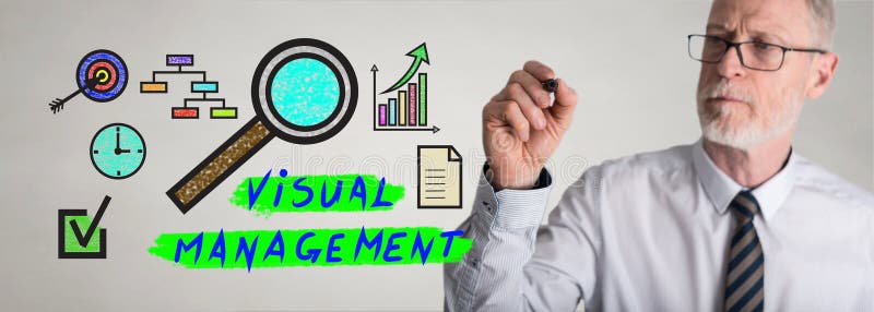 Businessman Drawing Visual Management Concept Stock Image - Image of ...