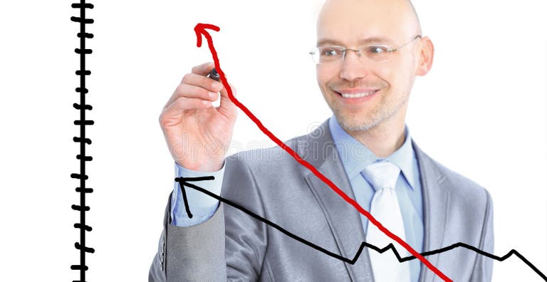 Businessman Draws a Graph. Isolated on a White Background Stock Image ...