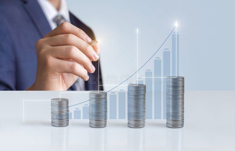 The Businessman Draws the Statistics of Financial Growth. Stock Image ...