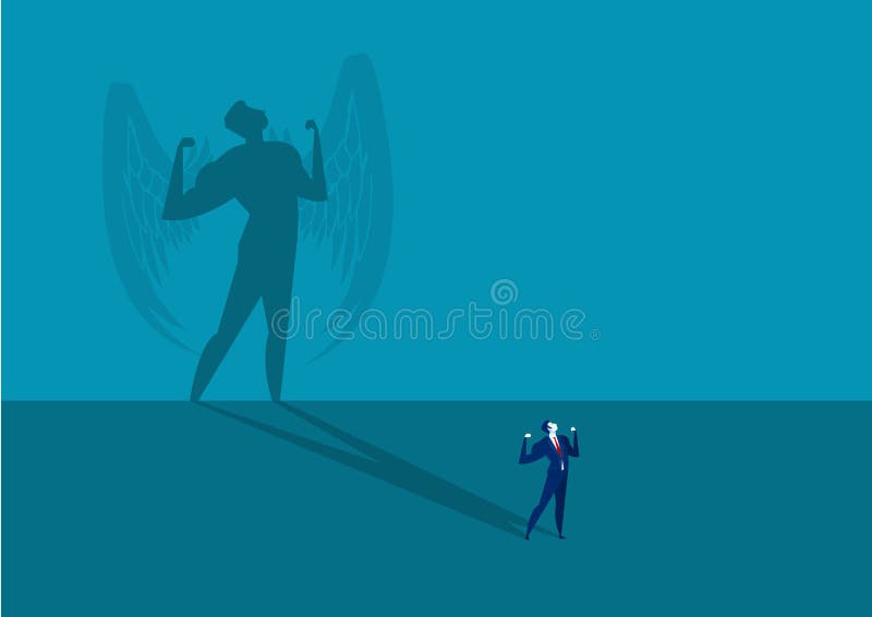 Businessman Dreaming about Being Super Leader Shadow Concept Vector ...