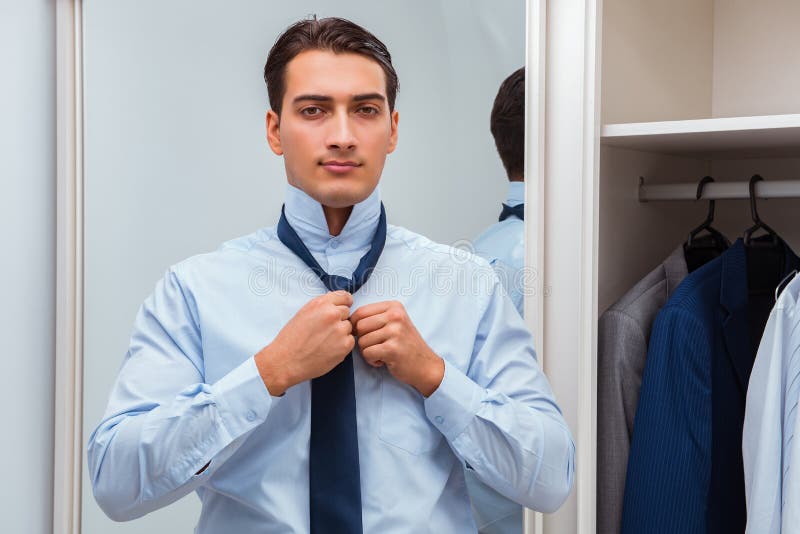 The Businessman Dressing Up for Work Stock Photo - Image of collar ...