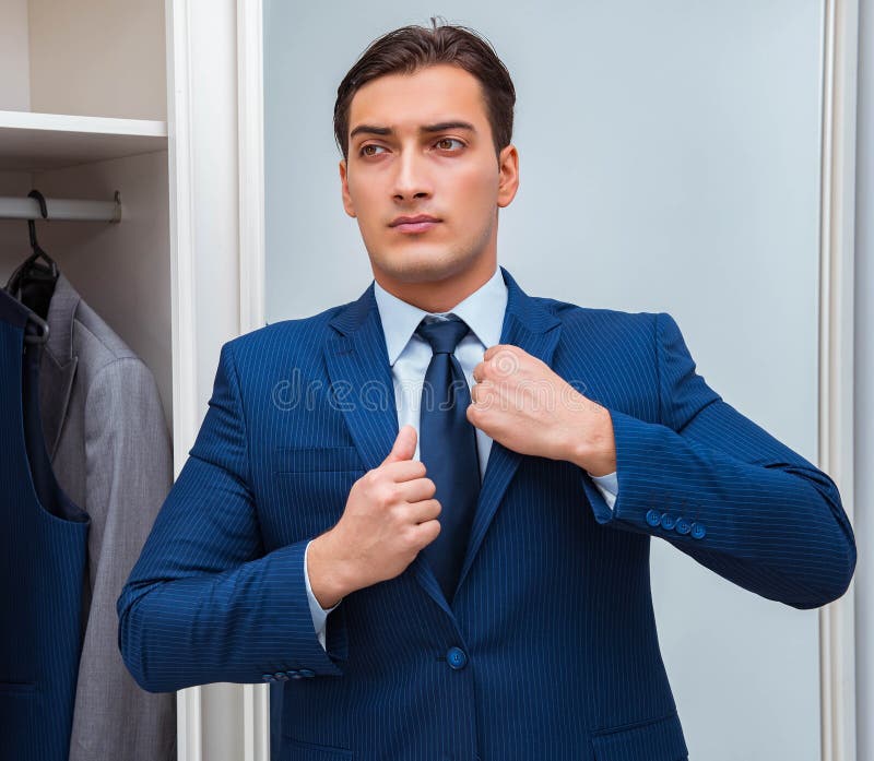 Businessman Dressing Up for Work Stock Image - Image of necktie ...