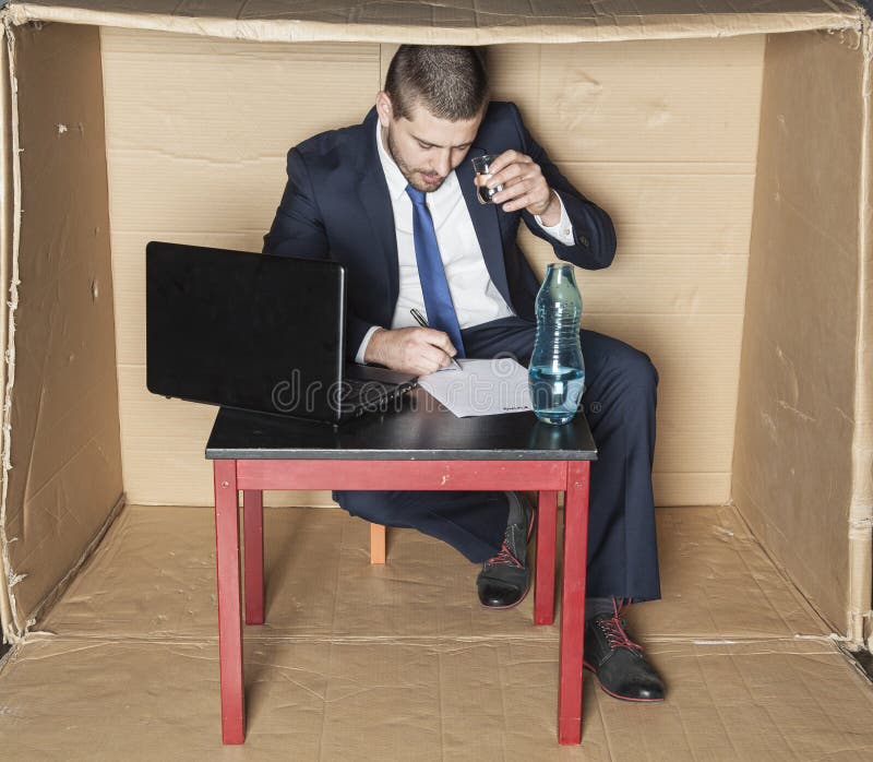 Businessman Drinking Alcohol and is Signed Contract Stock Photo - Image ...